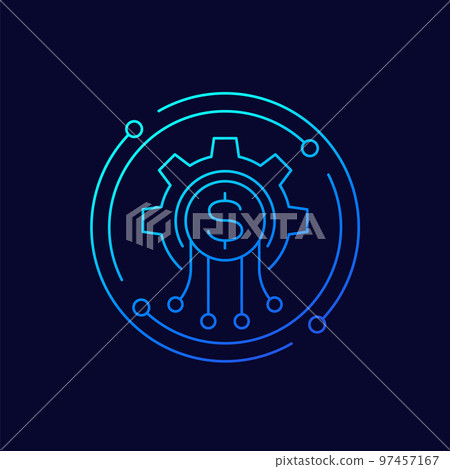 cost reduction or reducing line icon, vector - Stock Illustration ...