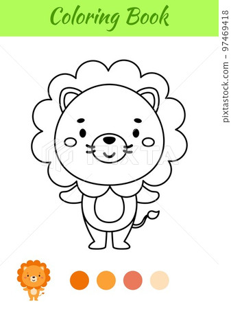 Coloring page happy lion. Coloring book for... - Stock Illustration ...