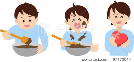 Illustration of a boy making chocolate - Stock Illustration [97470044 ...