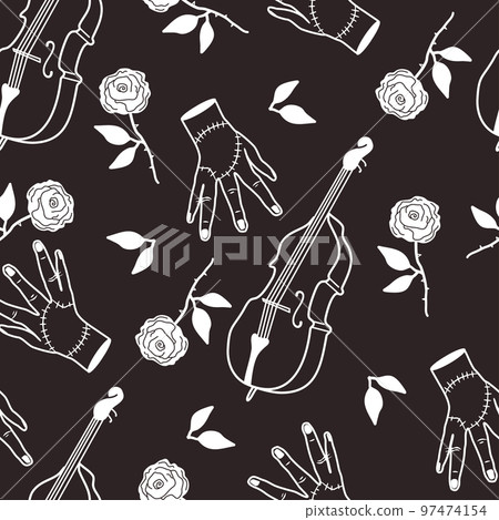 vector girl in black with hand for card, poster - Stock Illustration ...