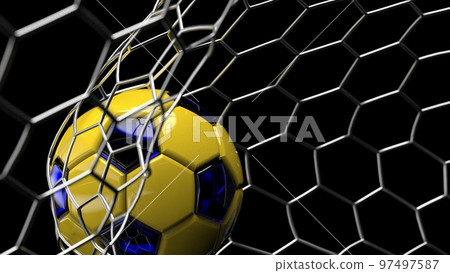 Yellow-blue soccer ball and goal - Stock Illustration [97497587] - PIXTA