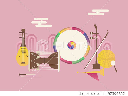 Korean traditional instrument illustration - Stock Illustration ...