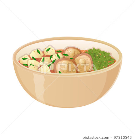 Japanese Miso soup. Asian food illustration... - Stock Illustration ...