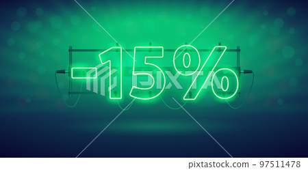 Glowing Neon 15 Percent Discount Banner - Stock Illustration [97511478 ...