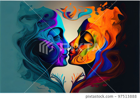 abstract souls of lovers, the concept of love... - Stock Illustration ...