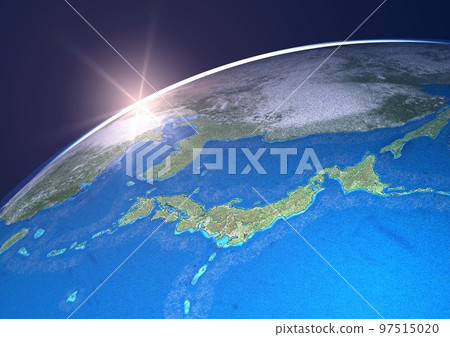 Earth, Japanese archipelago, up, blue, sun,... - Stock Illustration ...