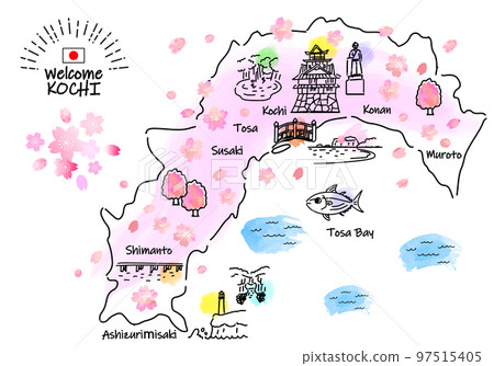 Simple line drawing illustration map of tourist... - Stock Illustration ...