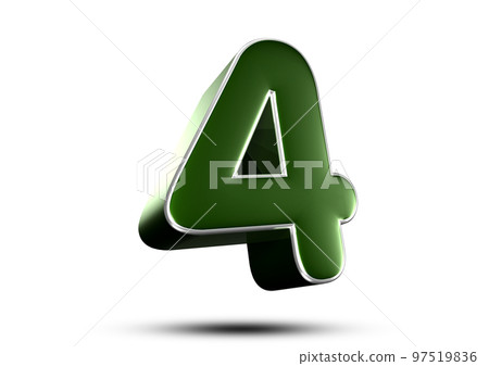 Number 4 dark green 3D.-插圖素材 [97519836] - PIXTA圖庫