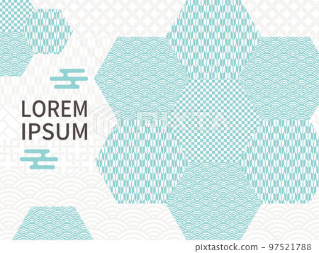 Bright blue hexagonal Japanese pattern.... - Stock Illustration ...