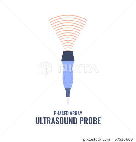 Phased array ultrasound probe transducer... - Stock Illustration ...