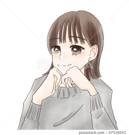 A woman holding a cheeks - Stock Illustration [97526041] - PIXTA