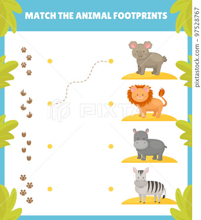 Game for Kids with Matching Animal Footprints... - Stock Illustration ...