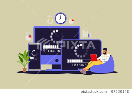 Update concept. Programmer upgrading operation... - Stock Illustration [97530148] - PIXTA