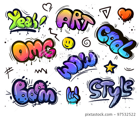Abstract street graffiti lettering elements... - Stock Illustration ...