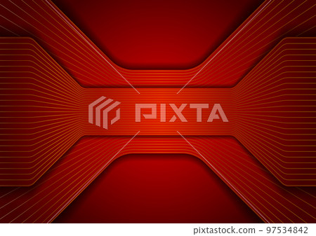 Red hi-tech abstract background with golden lines - Stock Illustration ...
