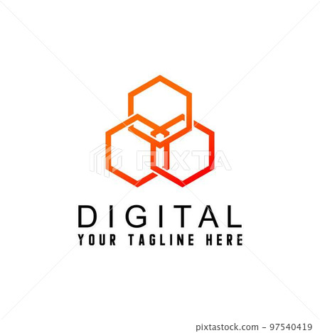 3 Hexagons in connect image graphic icon logo...-插圖素材 [97540419] - PIXTA圖庫