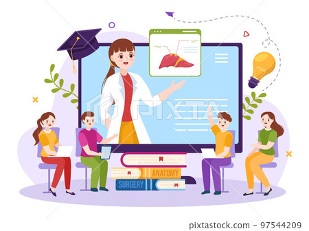 Medical School with Students Listening to... - Stock Illustration ...