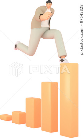 A man character running with The graph shows... - Stock Illustration ...
