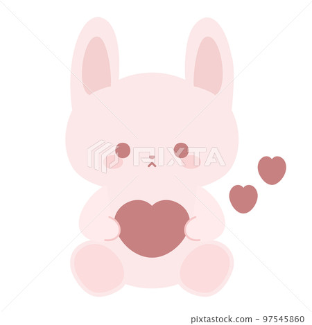 cute rabbit with heart - Stock Illustration [97545860] - PIXTA