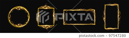 Lightning frames yellow thunderbolt effect borders - Stock Illustration ...