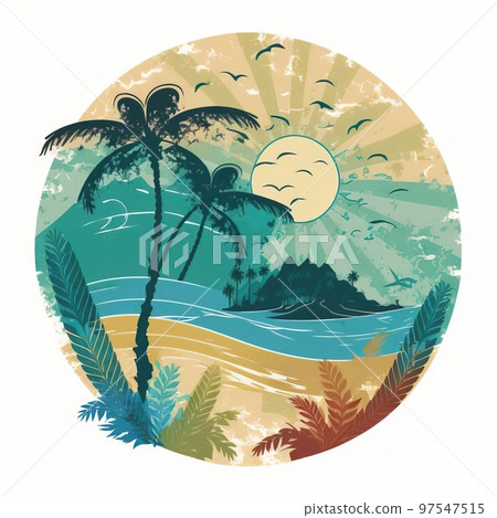 Tropical style logo design with an impressive... - Stock Illustration ...