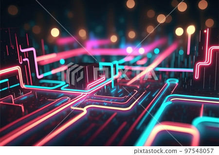 Fantastic illustration with digital technology... - Stock Illustration ...
