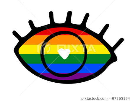 Hand-drawn rainbow eye with Heart - Stock Illustration [97565194] - PIXTA