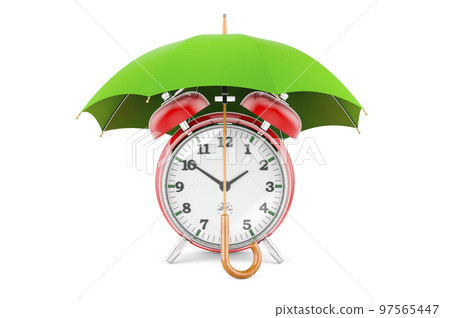Alarm clock under umbrella, 3D rendering - Stock Illustration [97565447 ...