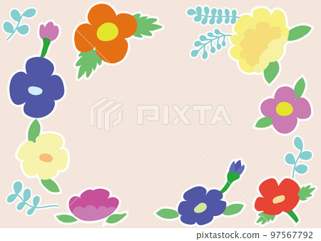 simple flower and leaf frame - Stock Illustration [97567792] - PIXTA