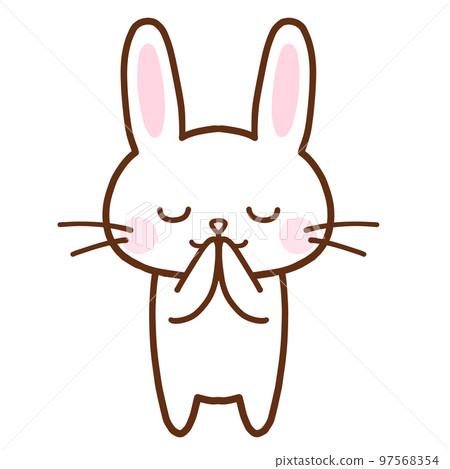 A rabbit praying with both hands together - Stock Illustration ...