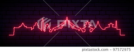 Red neon skyline of Kathmandu.-插圖素材 [97572975] - PIXTA圖庫