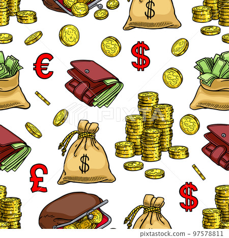 Seamless money background - Stock Illustration [97578811] - PIXTA