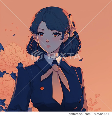 A woman with a sharp expression Student council... - Stock Illustration ...