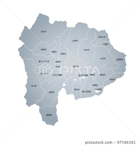 Yamanashi prefecture and municipalities map - Stock Illustration ...