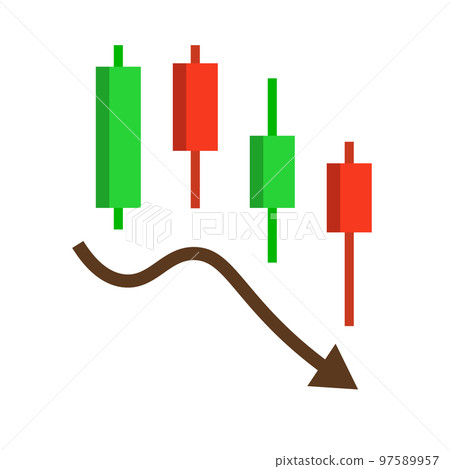 Downtrend candlestick chart icon. Declines in... - Stock Illustration ...