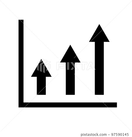 Rising arrow shape bar graph icon. vector. - Stock Illustration ...