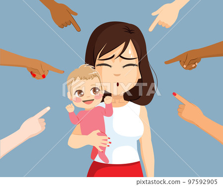 Society Judging Mom With Baby - Stock Illustration [97592905] - PIXTA