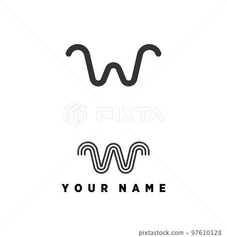 letter or word W unique font with line or 3... - Stock Illustration ...