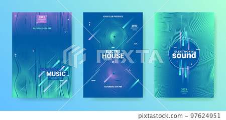 Edm Poster Set. Techno Music Dance Cover.... - Stock Illustration ...