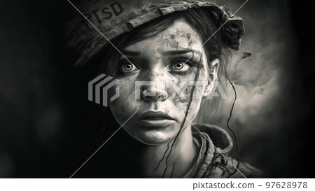 scared yong woman dirty clothes looking...-插圖素材 [97628978] - PIXTA圖庫
