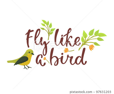 Card design with bird quote text vector... - Stock Illustration ...