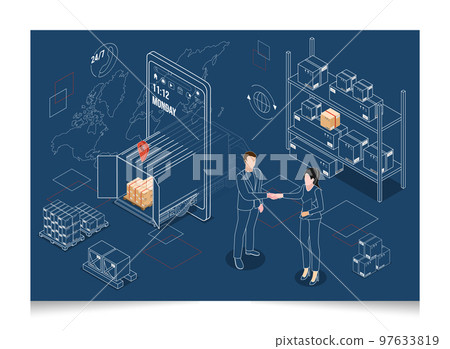 3D isometric Logistics and Delivery services... - Stock Illustration ...