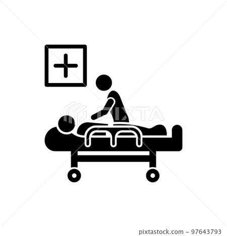 Doctor Checking Patient Hospitalization Icon - Stock Illustration ...