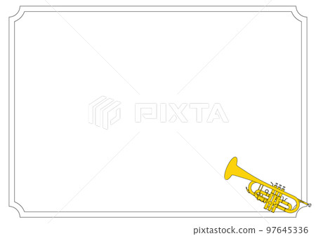 Simple and cute trumpet illustration frame... - Stock Illustration ...