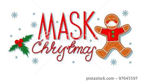 Funny Christmas gingerbread man in mask.... - Stock Illustration ...