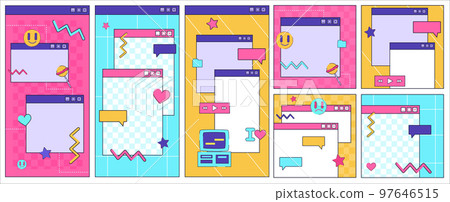 Fun 90s posters. Retro PC windows. Minimal post... - Stock Illustration ...
