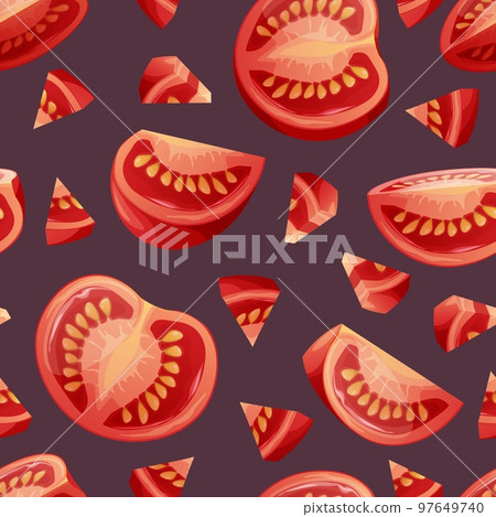 Seamless pattern with tomato slices.... - Stock Illustration [97649740 ...