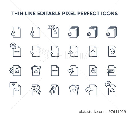 File security vector thin line icons - Stock Illustration [97651029 ...