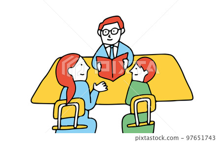 Image illustration of a three-way interview... - Stock Illustration ...