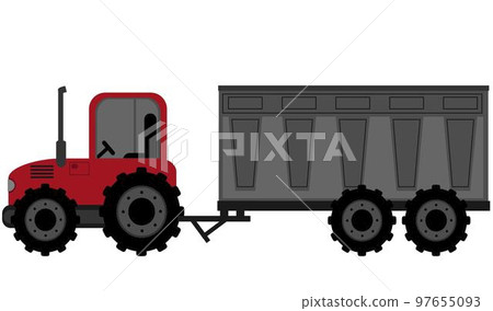 Tractor, red tractor trailer with container... - Stock Illustration ...